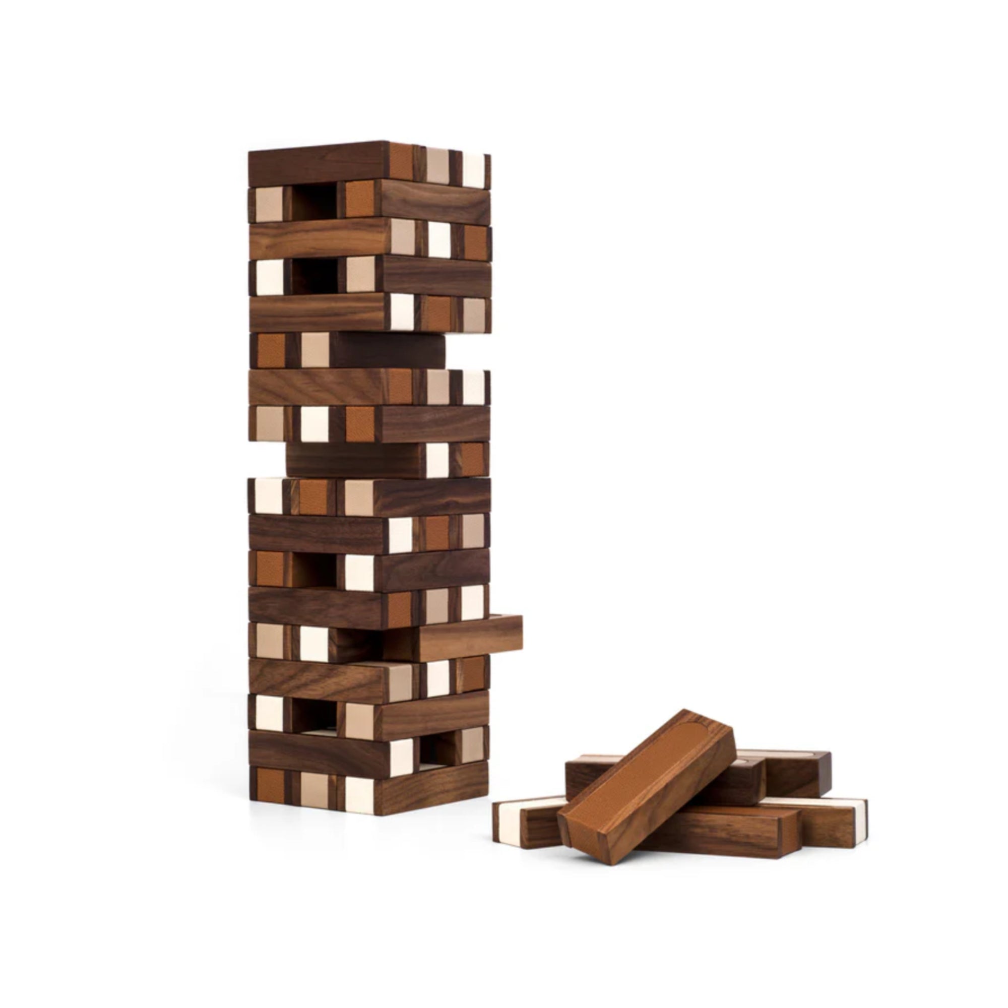 Luxury Pisa Tower Game Set in Italian Leather & Walnut | Pinetti